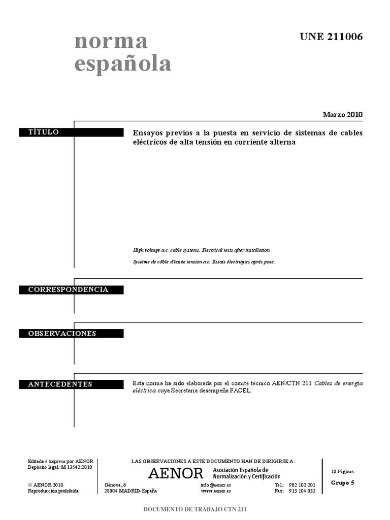 Une 211006 Mar 2010 | PDF | Aislador (Electricidad) | Resistencia ...