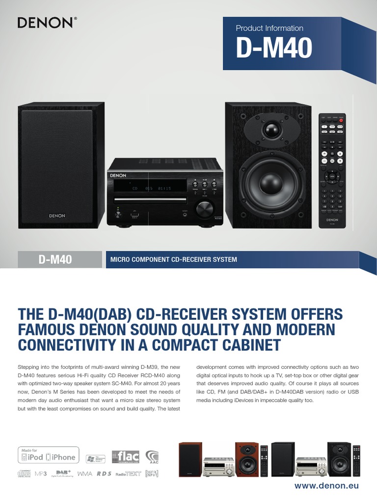The D-M40 (Dab) Cd-Receiver System Offers Famous Denon Sound Quality ...