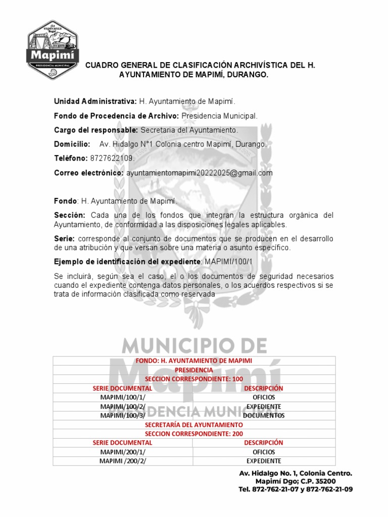 Cuadro General de Clasificación Archivística | PDF | Gobierno local | Gobierno