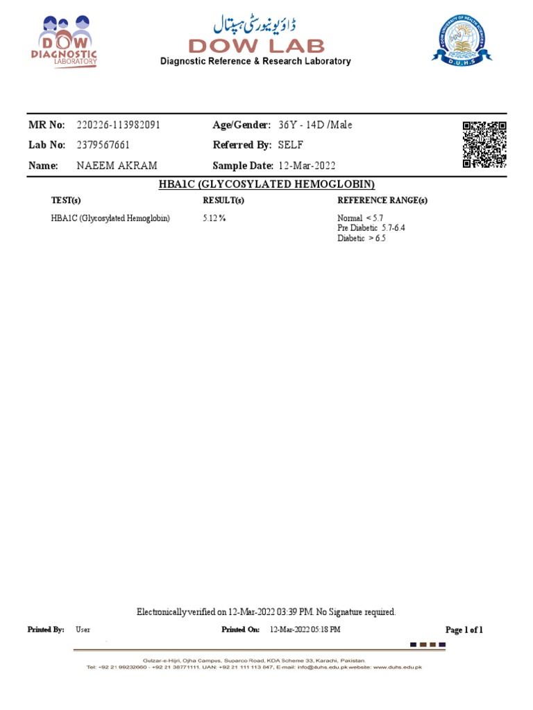 Hba1c (Glycosylated Hemoglobin) | PDF
