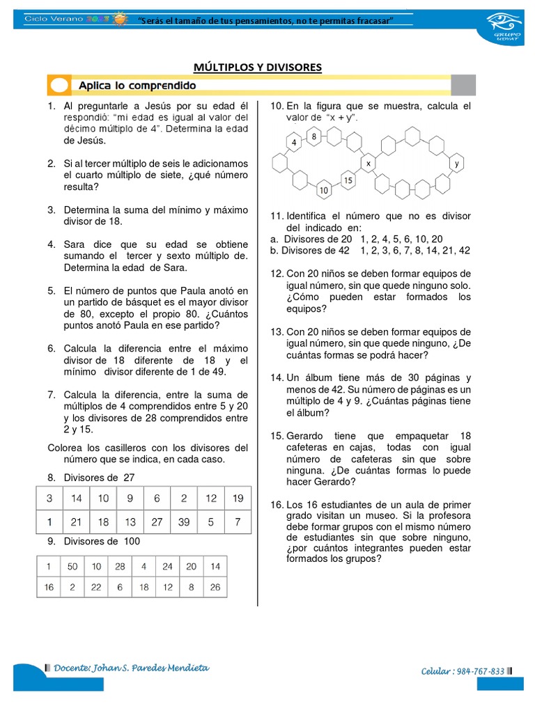 Tema 04 - Múltiplos y Divisores | PDF