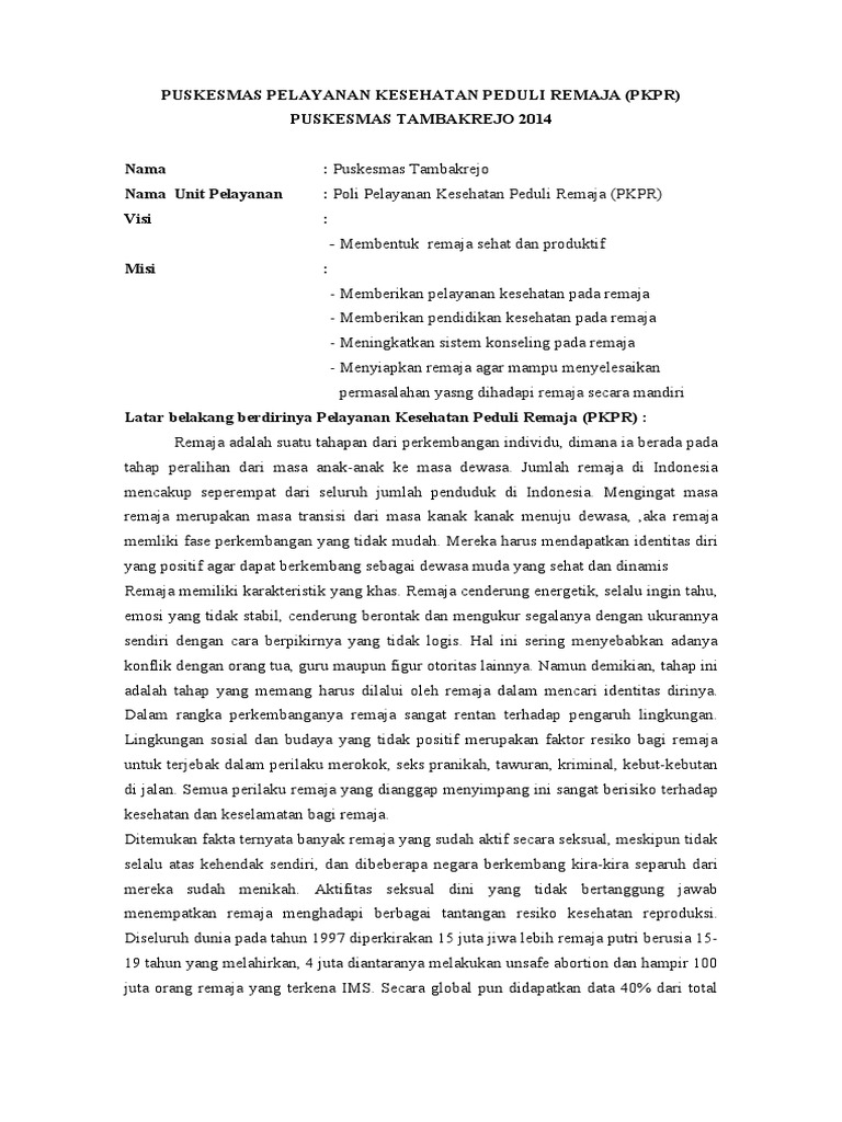 Pelayanan Kesehatan Remaja di PKPR | PDF