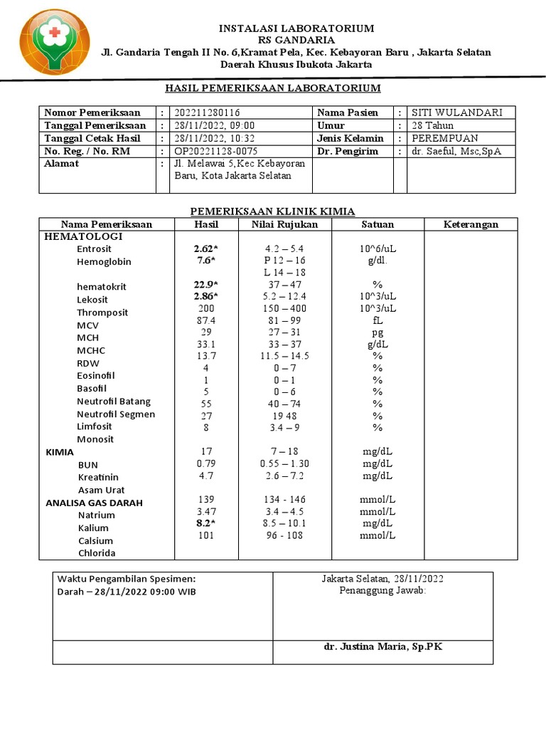 Surat Lab Gagal Ginjal | PDF