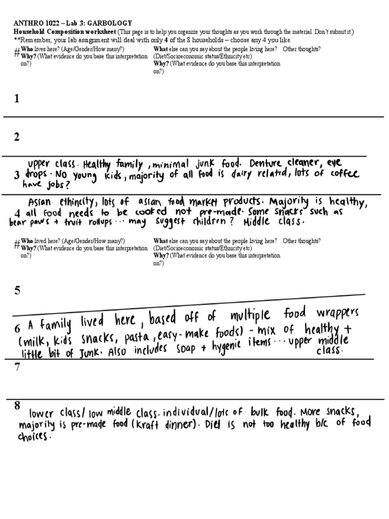 Garbology Lab 3: Household Analysis | PDF