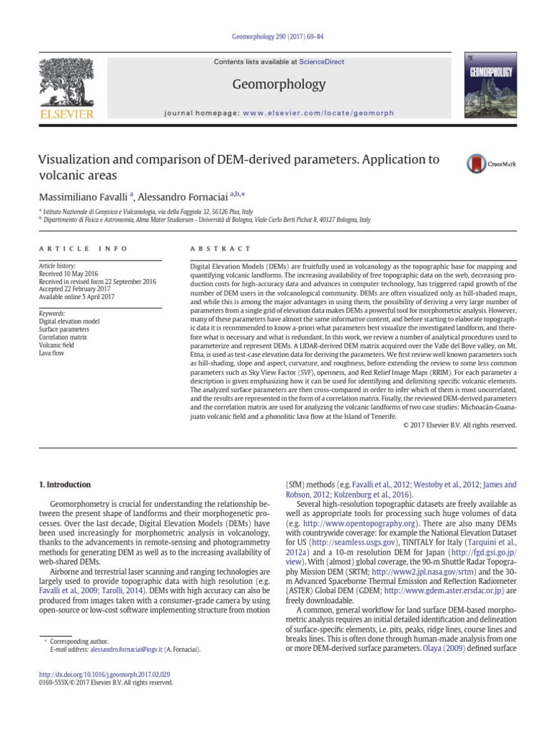 Favalli & Fornaciai 2017 Visualization Comparison DEM-dreived Parameters Volcanic Areas | PDF ...