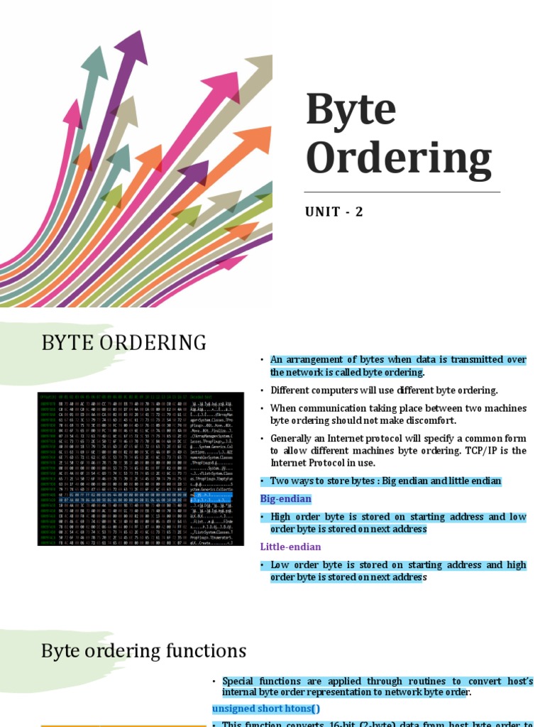 Byte Ordering - Unit 2 | PDF | Transmission Control Protocol | Network Socket