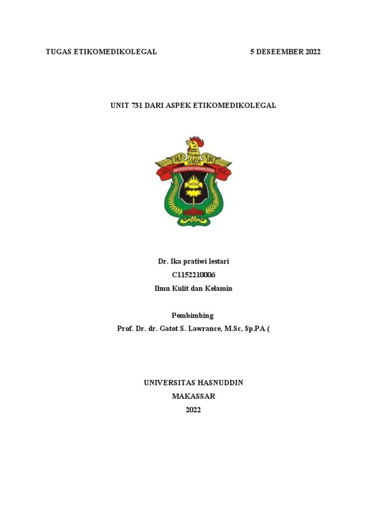 Etikomedi dan Kontroversi Unit 731 | PDF
