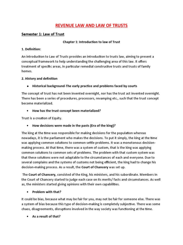 Revenue Law and Law of Trust Notes | PDF | Trust Law | Equity (Law)