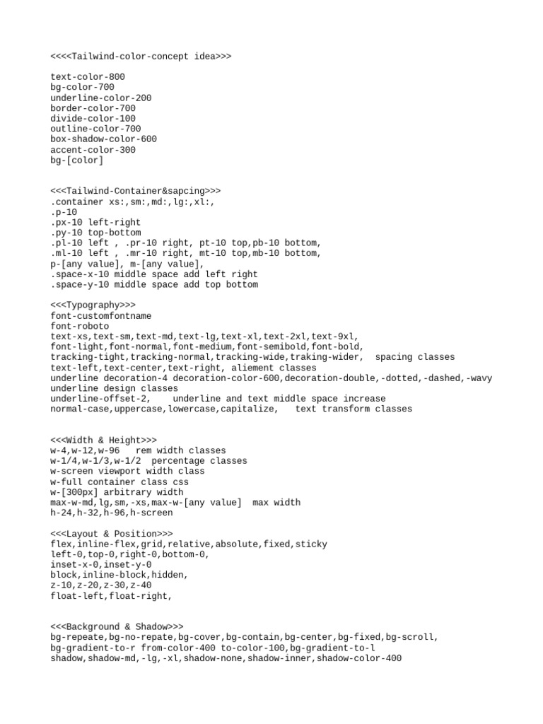 Tailwind CSS Cheat Sheet | PDF