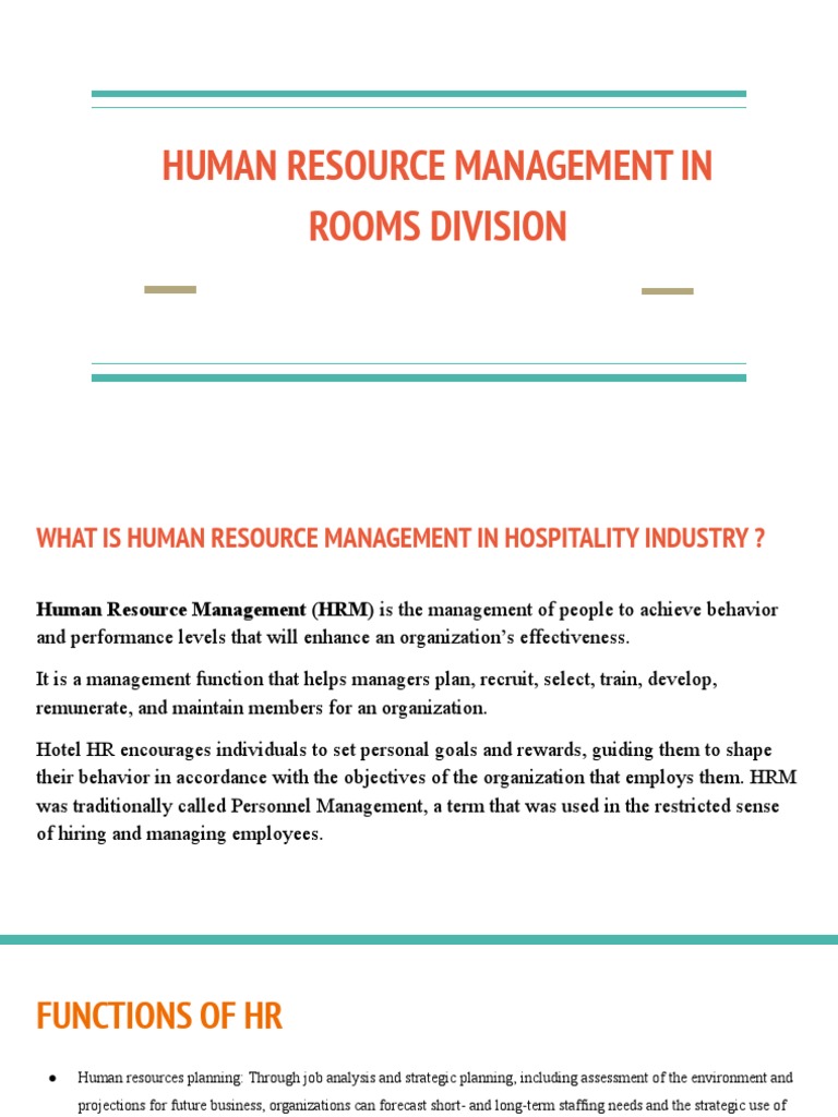 Human Resource Management in Hospitality Industry | PDF | Human ...