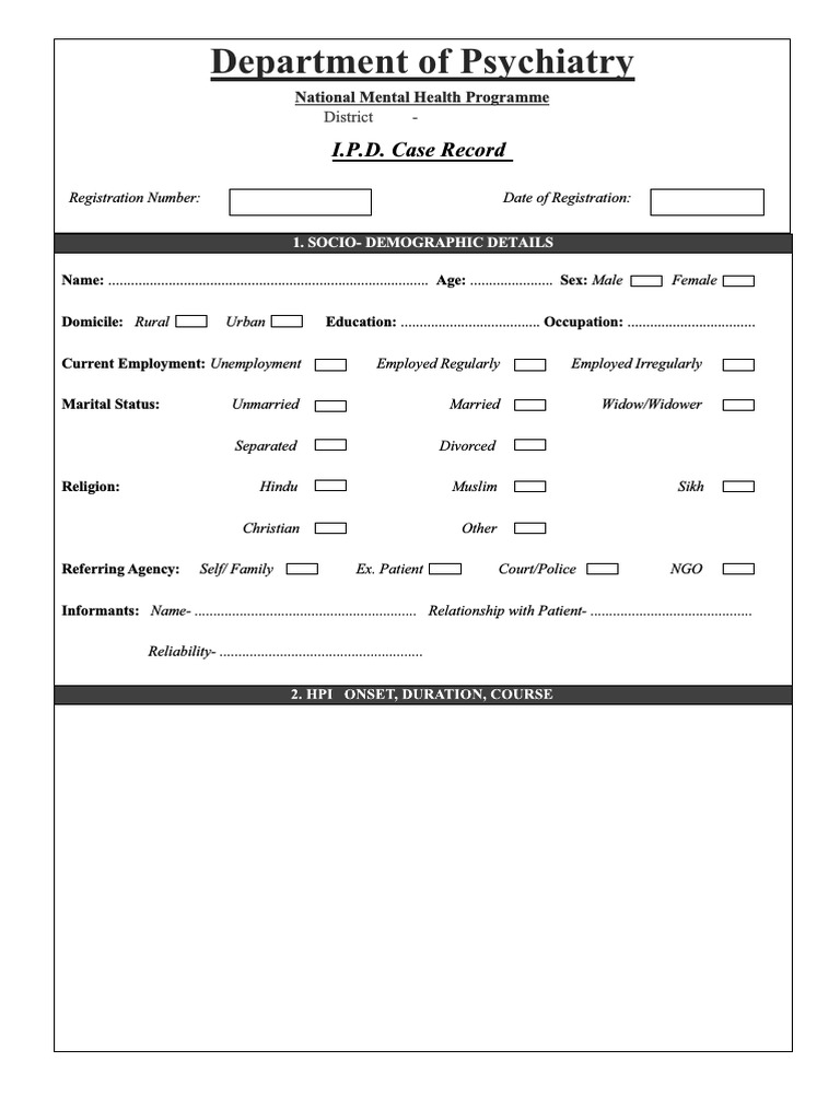 06 Case Sheet | PDF | Psychiatry | Substance Abuse