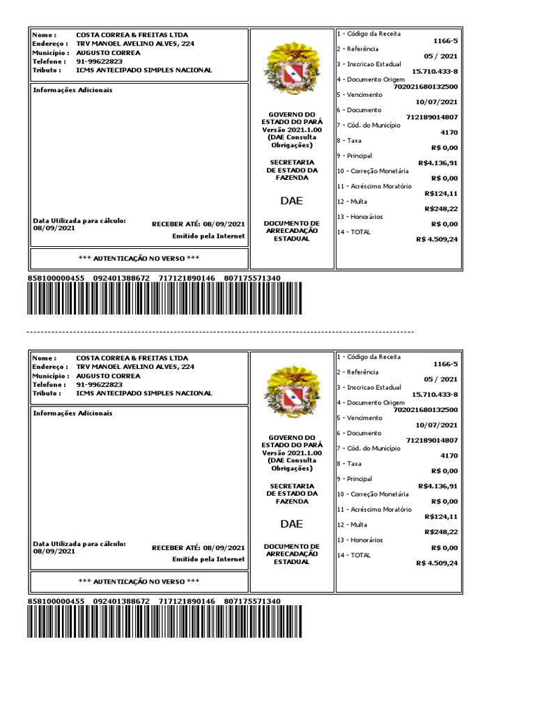 SEFA - Emissão de DAE-icms-analisar | PDF