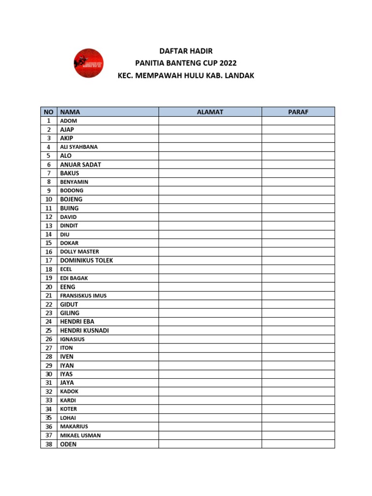 Daftar Hadir BTG | PDF