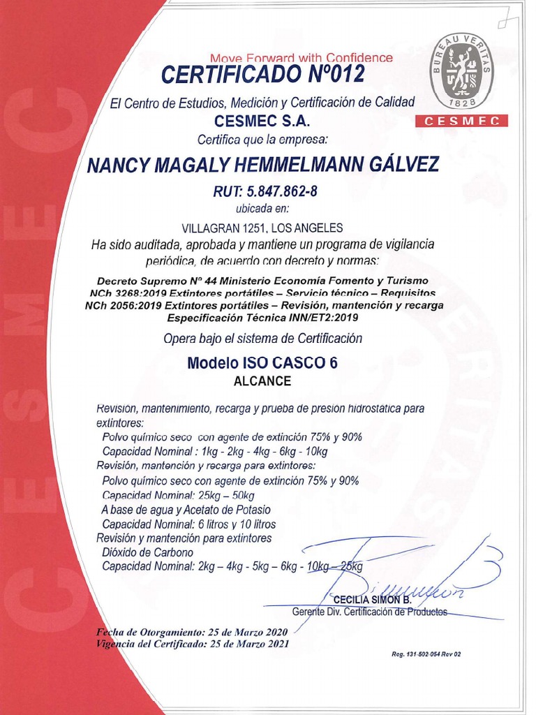 CERTIFICADO CESMEC | PDF