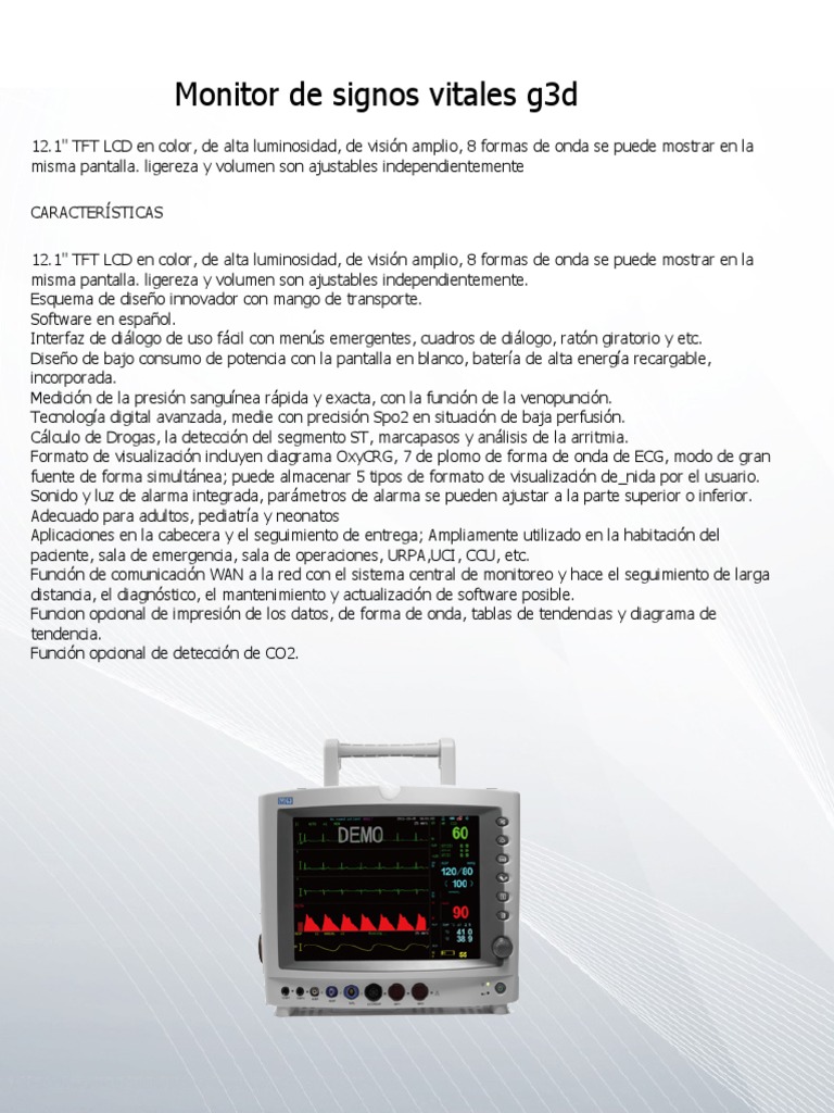 Monitor de Signos Vitales g3d | PDF