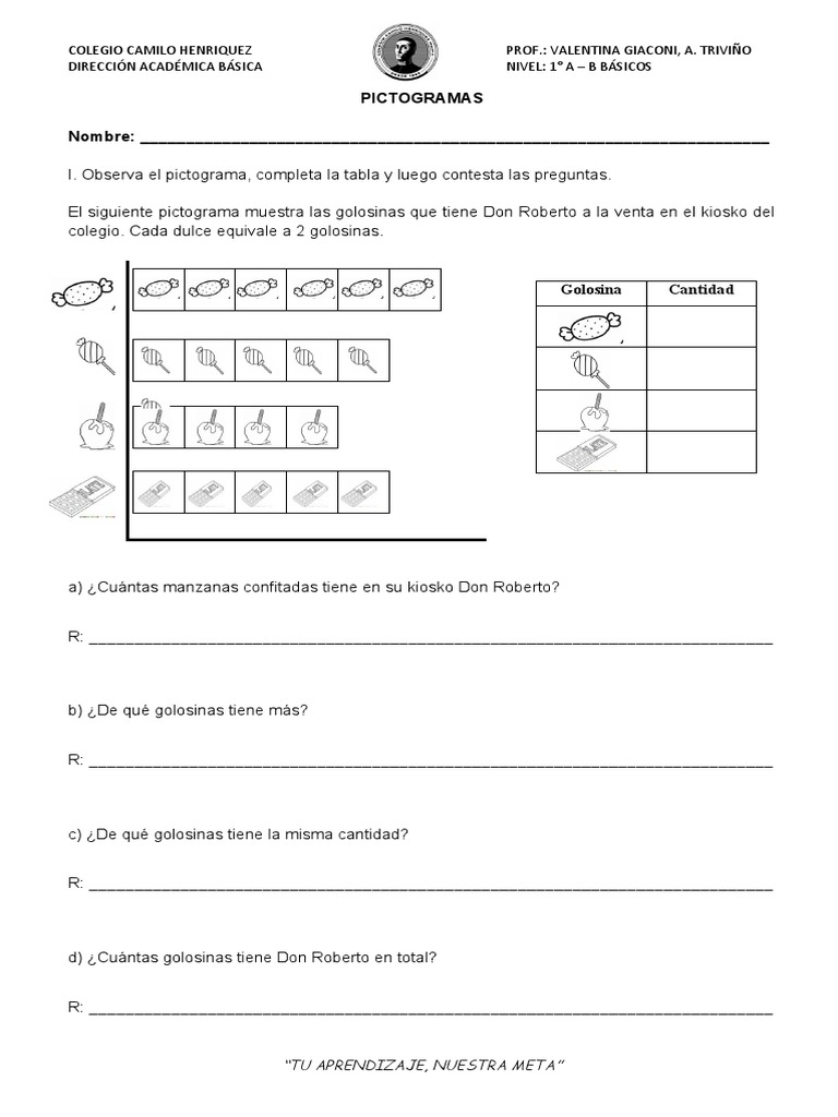 1°básico-Matemática - Guía Pictograma | PDF