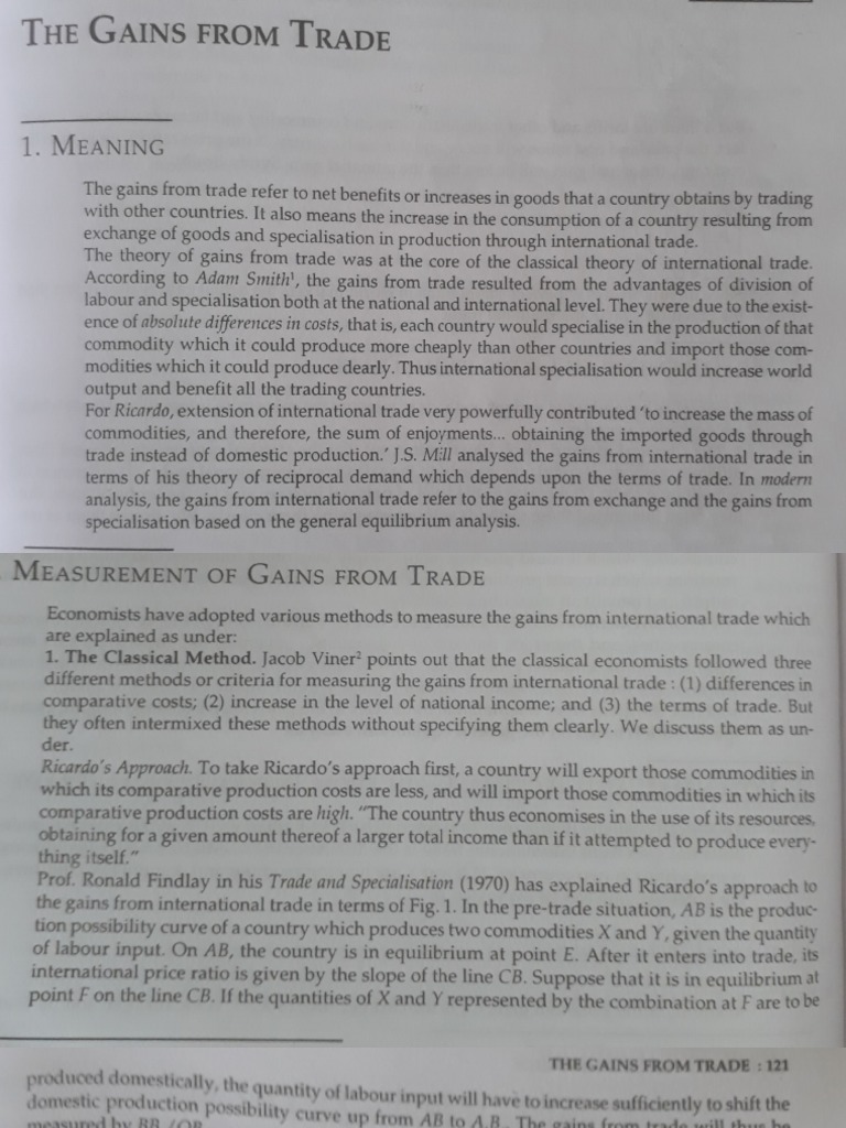 Chapter 3 - Gains From Trade | PDF | Terms Of Trade | Economics