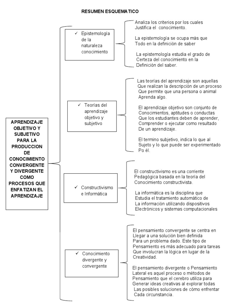 Resumen Esquematico | PDF | Aprendizaje | Pensamiento