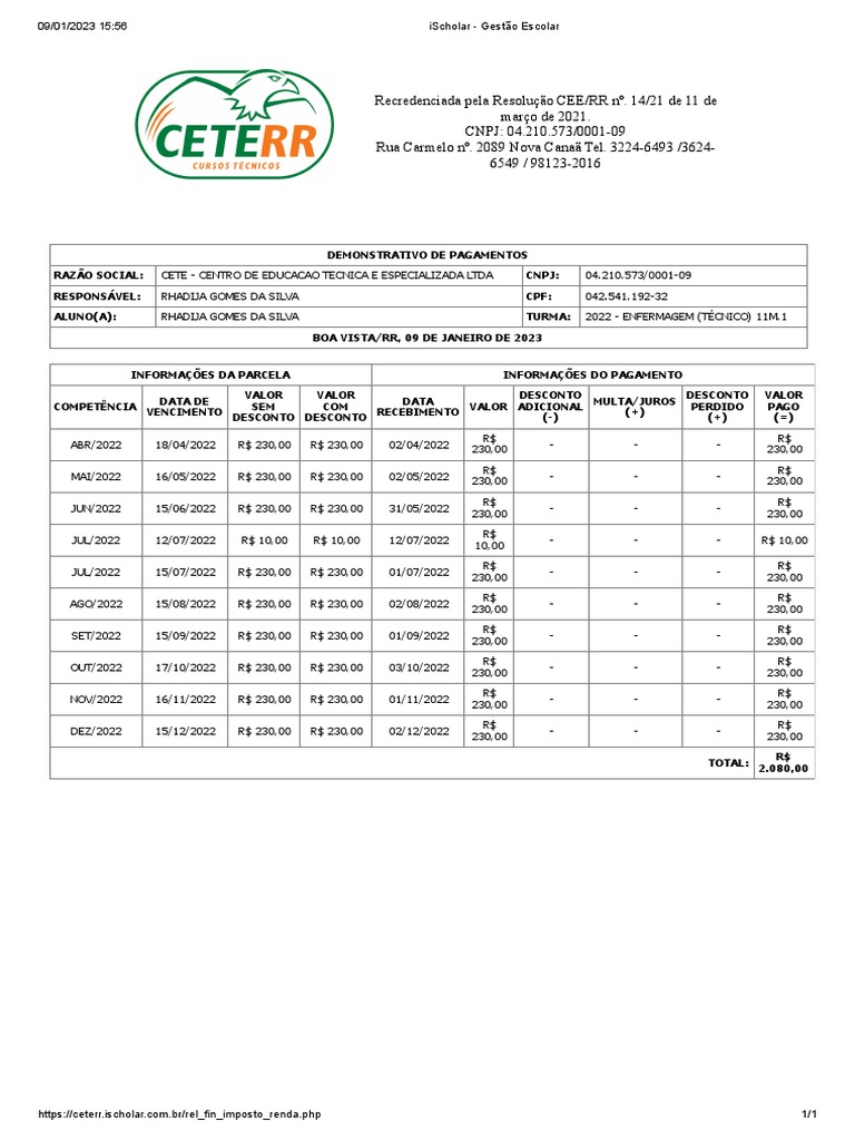 iScholar - Gestão Escolar | PDF