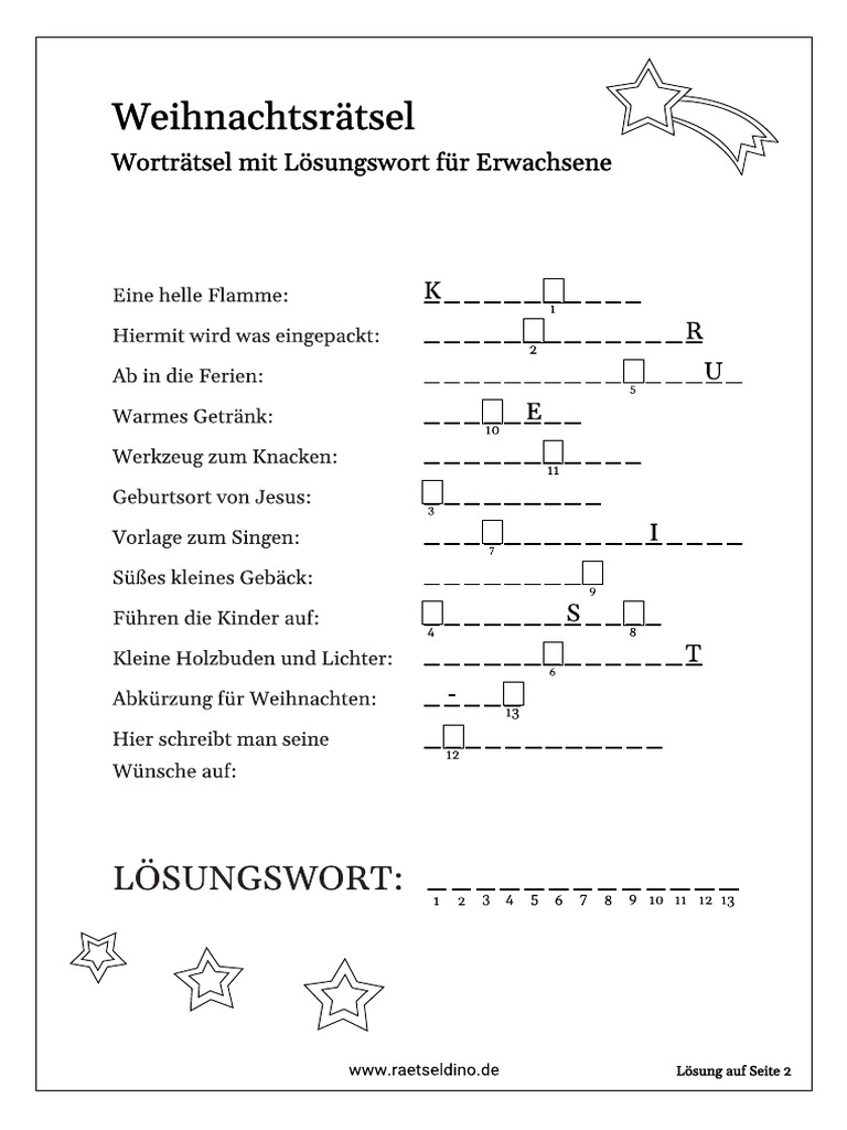 Weihnachtsratsel Mit Losung Pdf