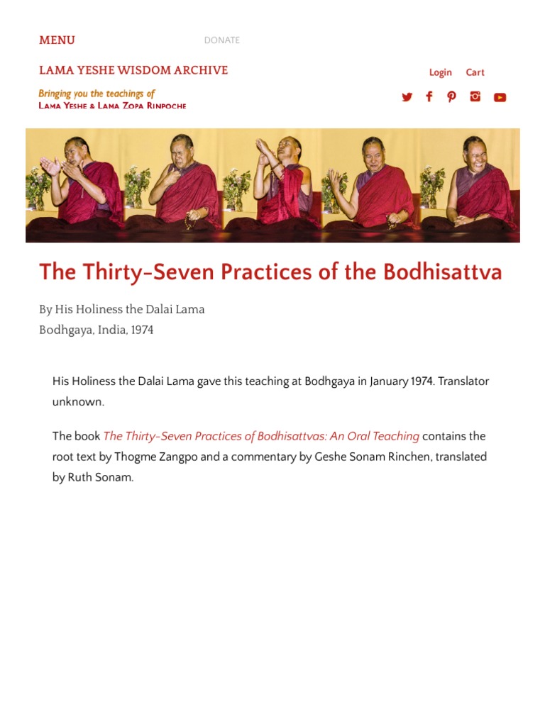 The Thirty-Seven Practices of The Bodhisattva - Lama Yeshe Wisdom ...