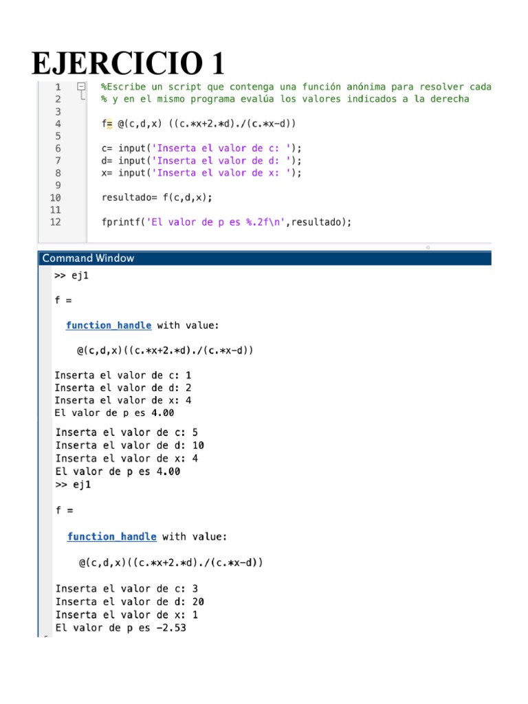 Ejercicios MATLAB | PDF
