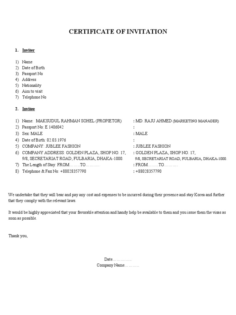 Certificate of Invitation | PDF