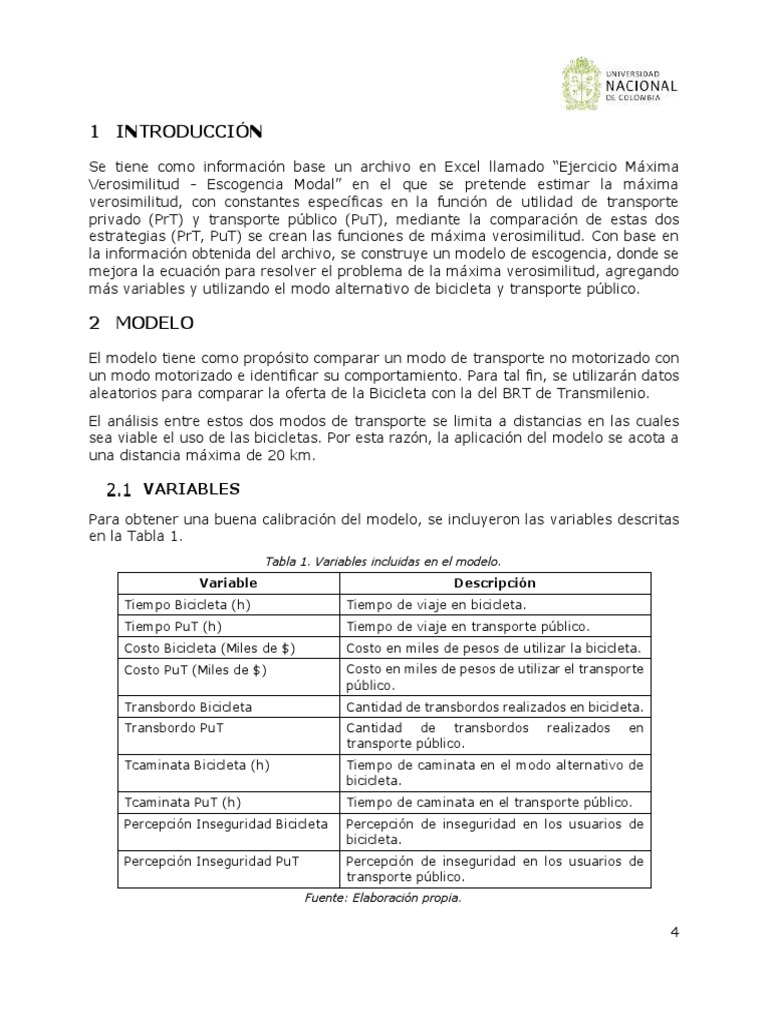 Taller 4 - Maxima Verosimilitud - Introduccion | PDF | Transporte ...
