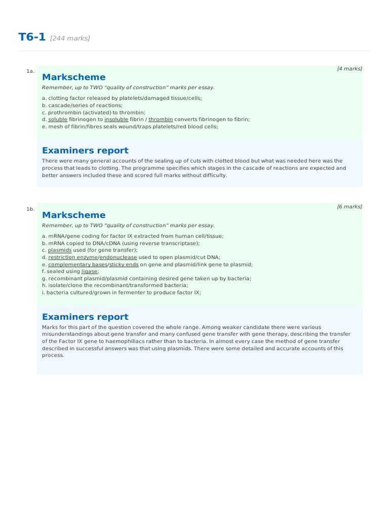 Markscheme: (244 Marks) | PDF | Menstrual Cycle | Luteinizing Hormone