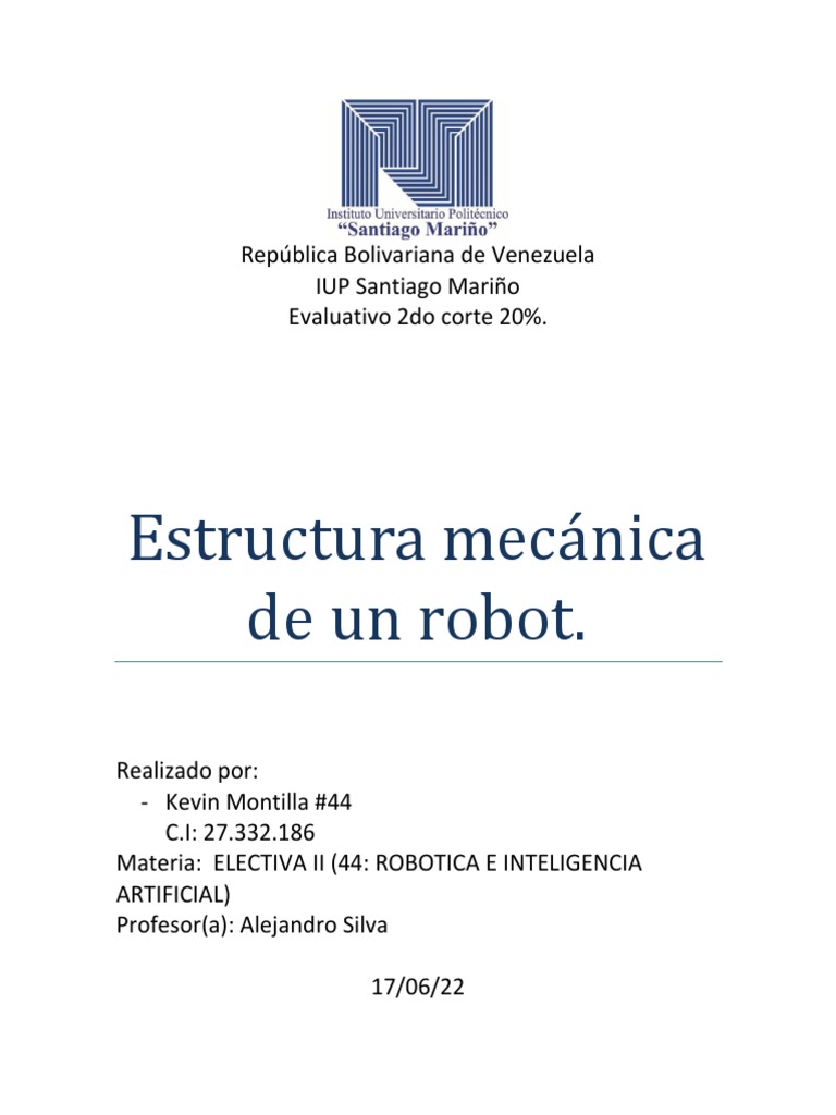 Estructura Mecánica de Un Robot | PDF | Solenoide | Robot