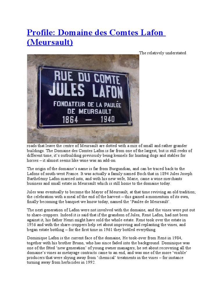 Comte Lafon | PDF | Aroma Of Wine | Wine