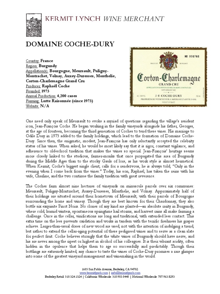Domaine Coche-Dury Final | Download Free PDF | Alcoholic Drinks | Viticulture