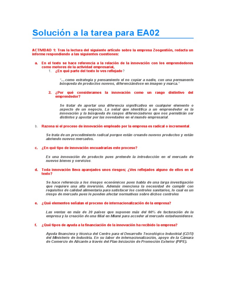 Solución A La Tarea para EA02 | PDF | Innovación | Iniciativa empresarial