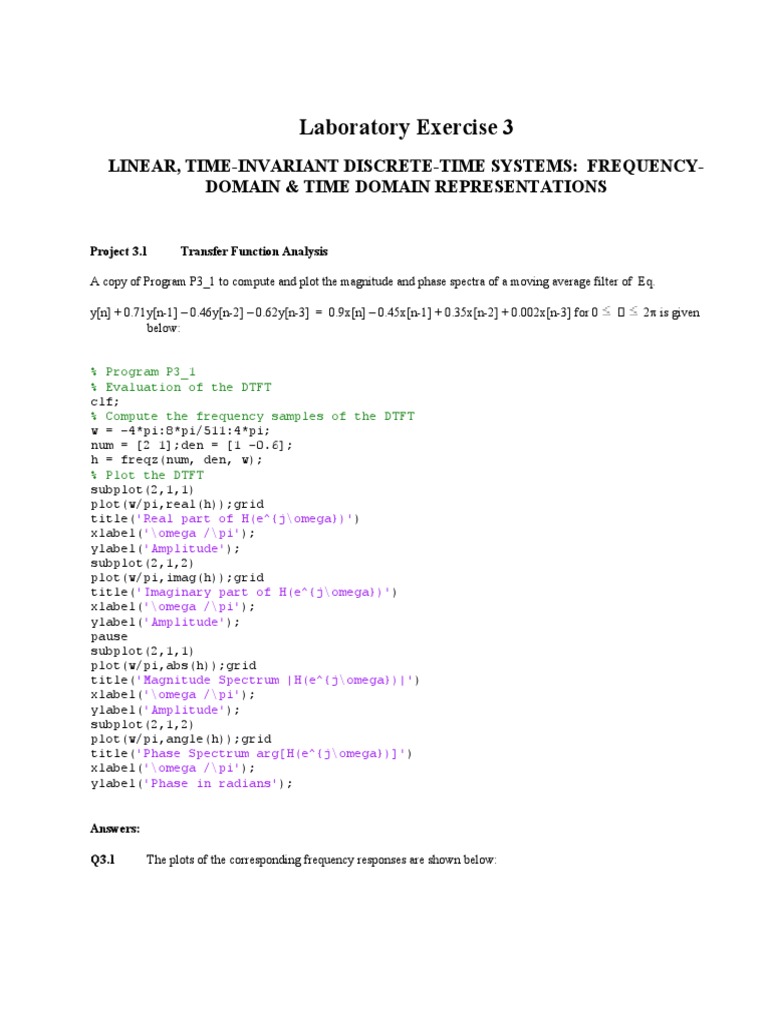 Analysis of Frequency and Time Domain Representations of Discrete-Time Linear and Time-Invariant ...