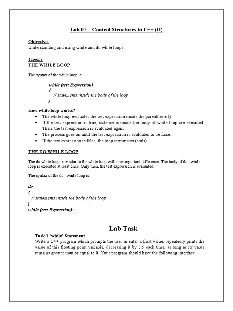 FOP Lab 07 | PDF | Control Flow | Software Development FOP Lab 07 | PDF | Control Flow | Software Development