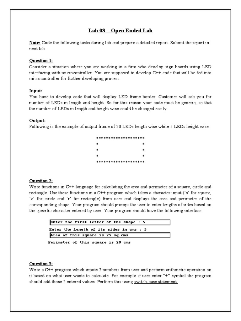 FOP Lab 08 (Open Ended) | PDF FOP Lab 08 (Open Ended) | PDF