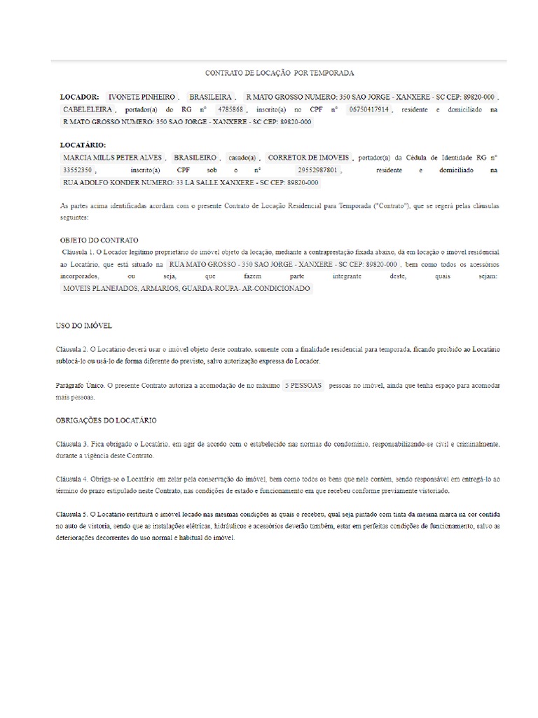 Contrato de Locação | PDF