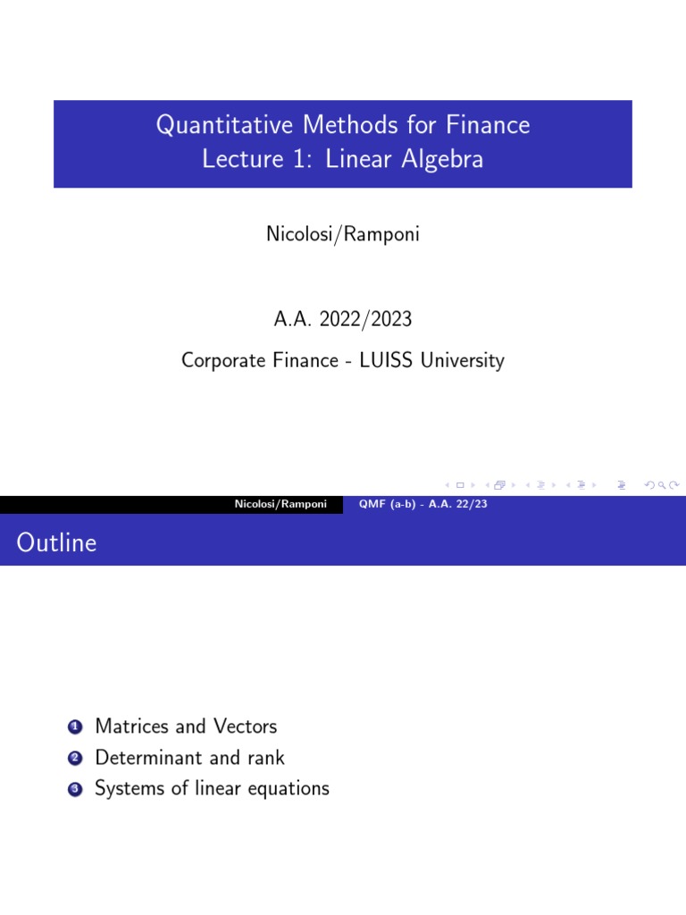 Slides Linear Algebra | PDF | Matrix (Mathematics) | System Of Linear ... Slides Linear Algebra | PDF | Matrix (Mathematics) | System Of Linear ...