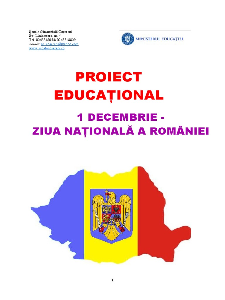 Proiect Educational - 1 Decembrie 2022 | PDF
