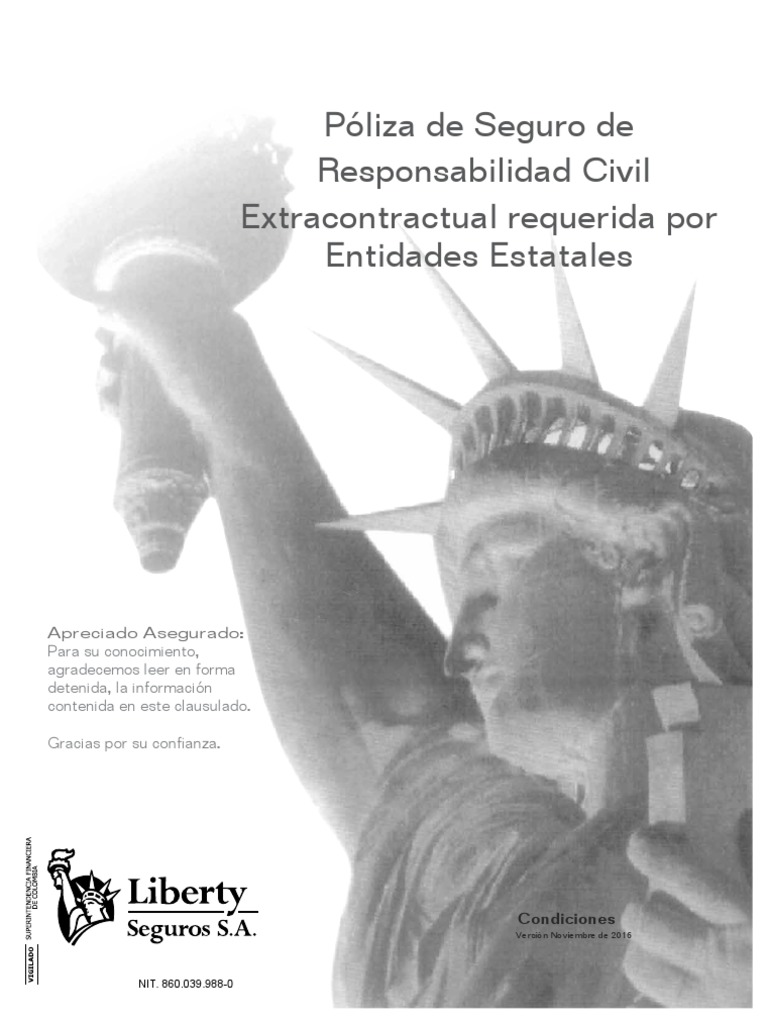 Poliza de Seguro de Responsabilidad Civil Extracontractual Requerida Por Entidades Estatales ...