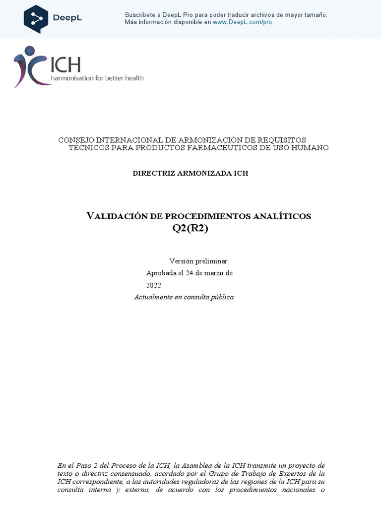 ICH - Q2-R2 - Document - Step2 - Guideline - 2022 - 0324 Es - Unlocked ...