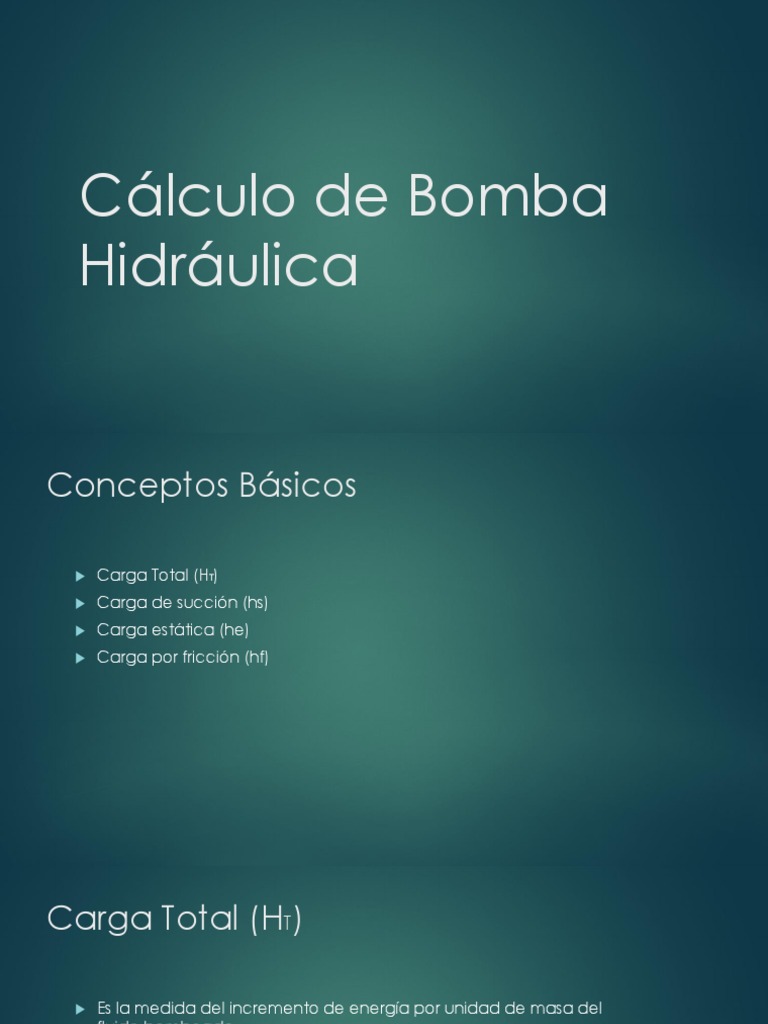 Cálculo de Bomba Hidráulica | PDF | Bomba | Química