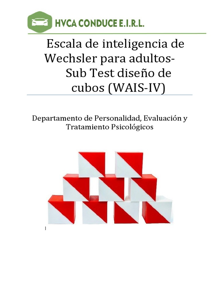 Test de Cubos | PDF | Escala de inteligencia para adultos de Wechsler ...