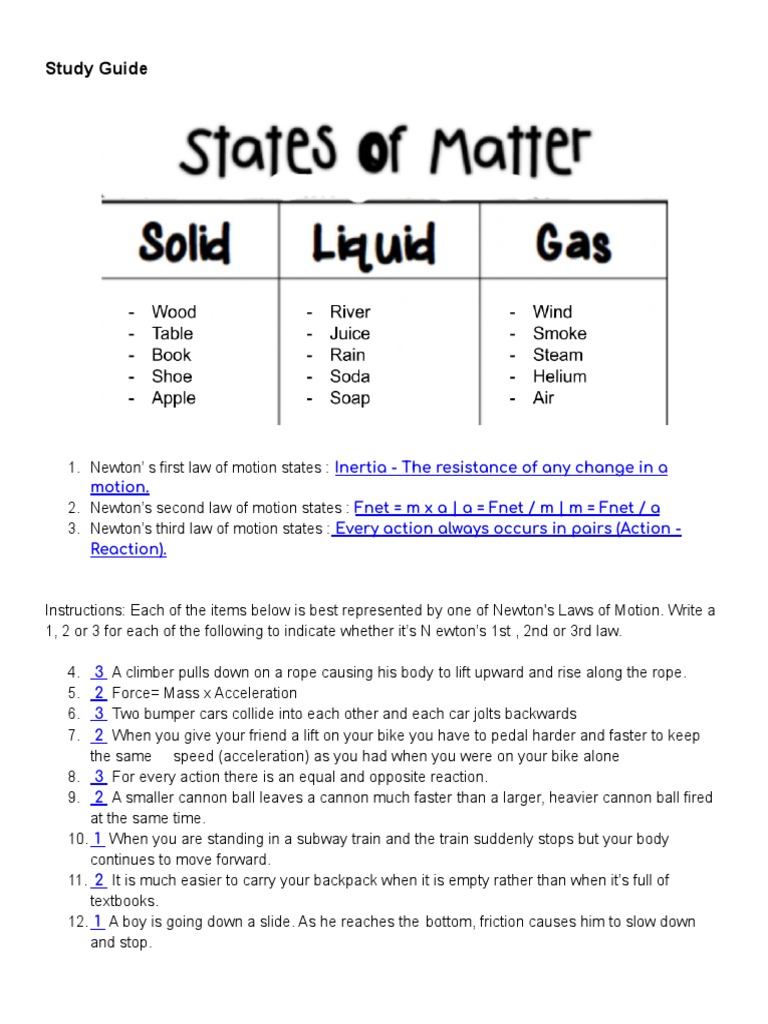 S2 Physics 1st Exam Study Guide | PDF | Force | Mass