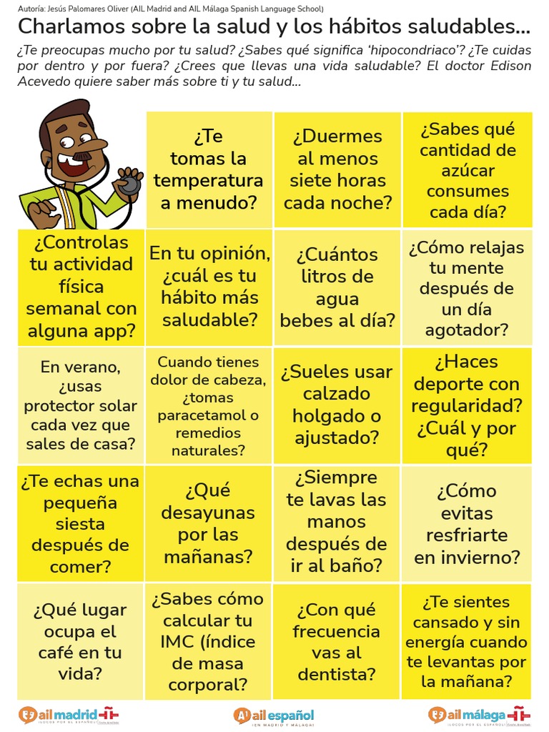 Actividad Espanol Salud Habitos Saludables | PDF