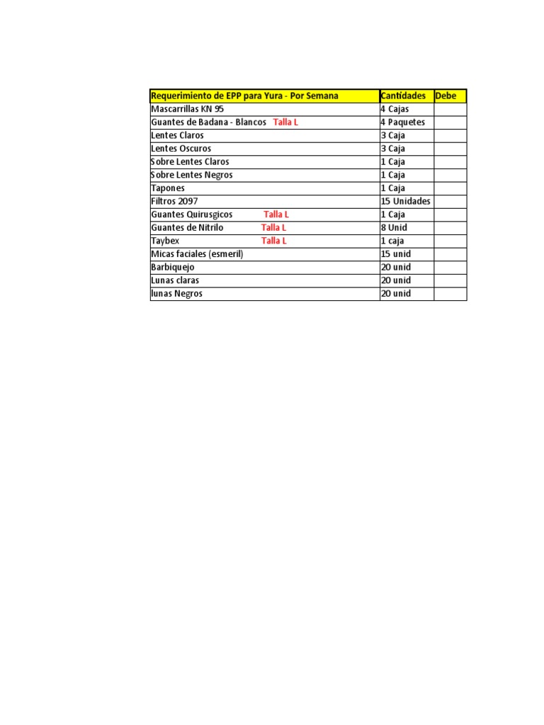 Requerimiento de Epp | PDF