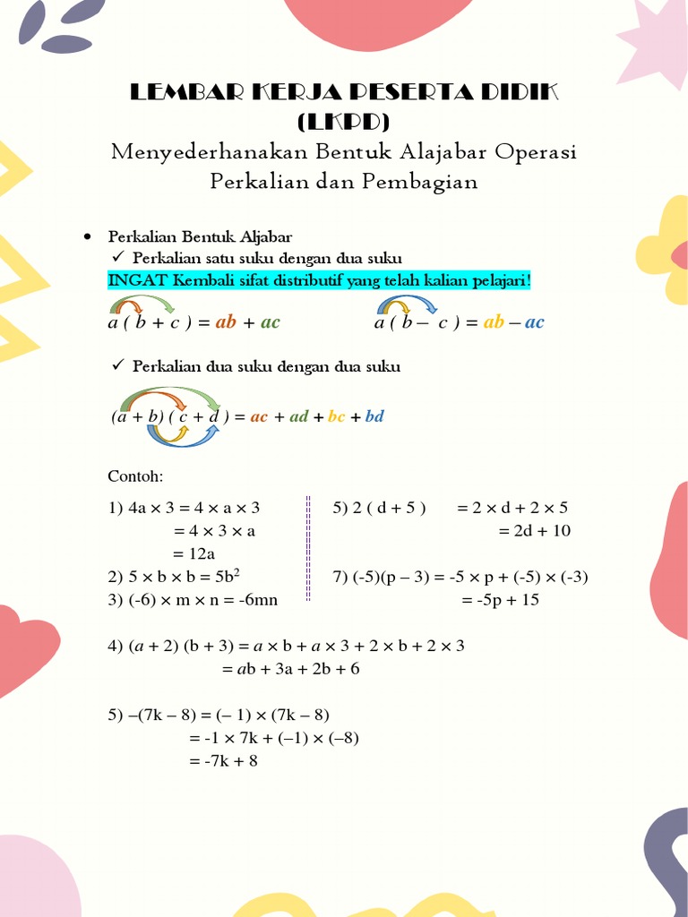 LKPD Menyederhanakan Bentuk Aljabar (Perkalian Dan Pembagian) | PDF