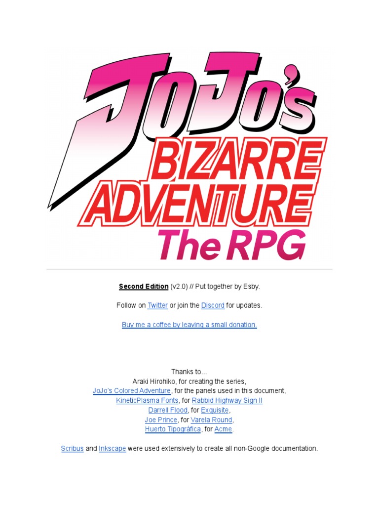 JoJo's Bizarre Adventure - The RPG | PDF