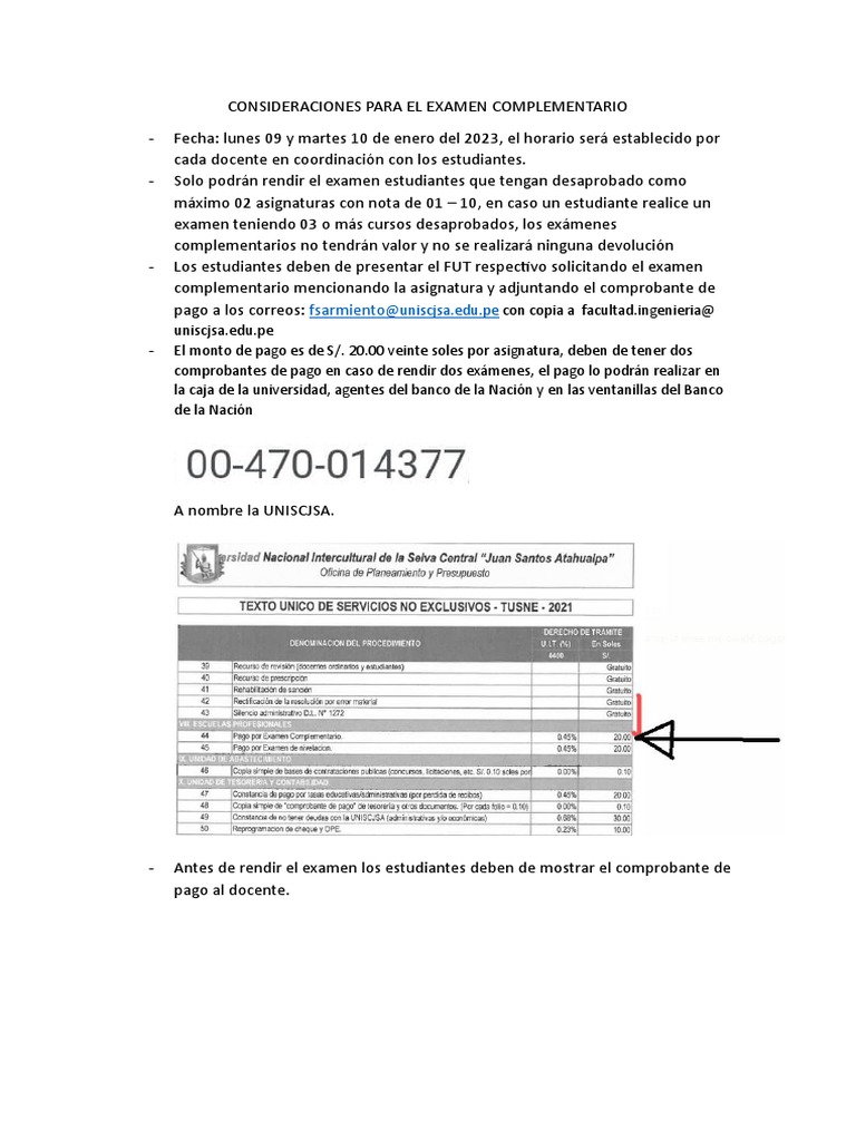 Consideraciones Para El Examen Complementario | PDF