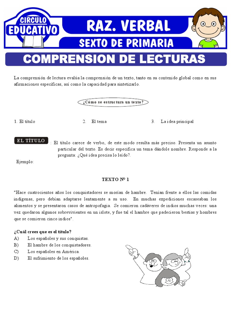 Comprension de Lecturas para Sexto de Primaria | PDF | Tuberculosis ...